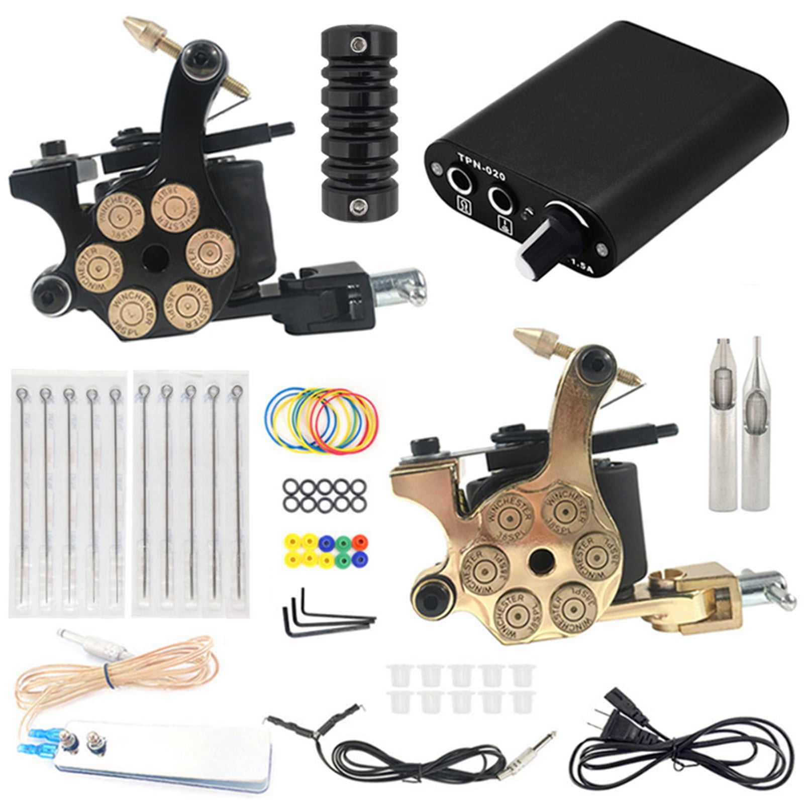 Kit de máquina de tatuaje 2 Fuente de alimentación de máquina de ...