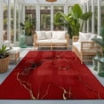 3x5 Washable Area Rugs,Natural Red Marble Stone Gold Stripe Non-Slip ...