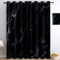 Black Marble Blackout Curtains, Abstract Stone Texture Window Drapes ...