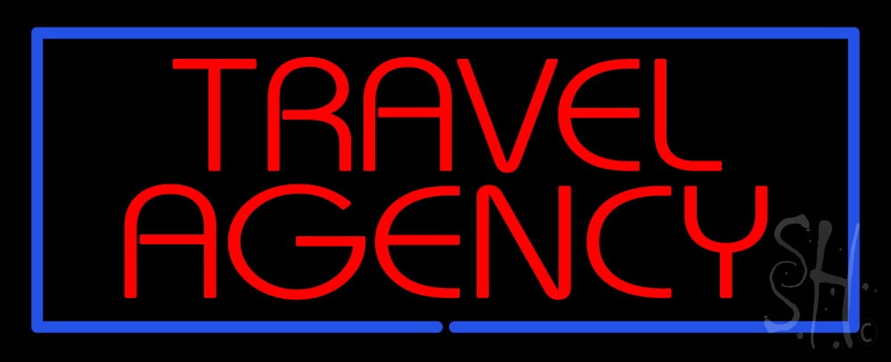 Red Travel Agency Blue Border LED Neon Sign 13 x 32 - inches, Black ...