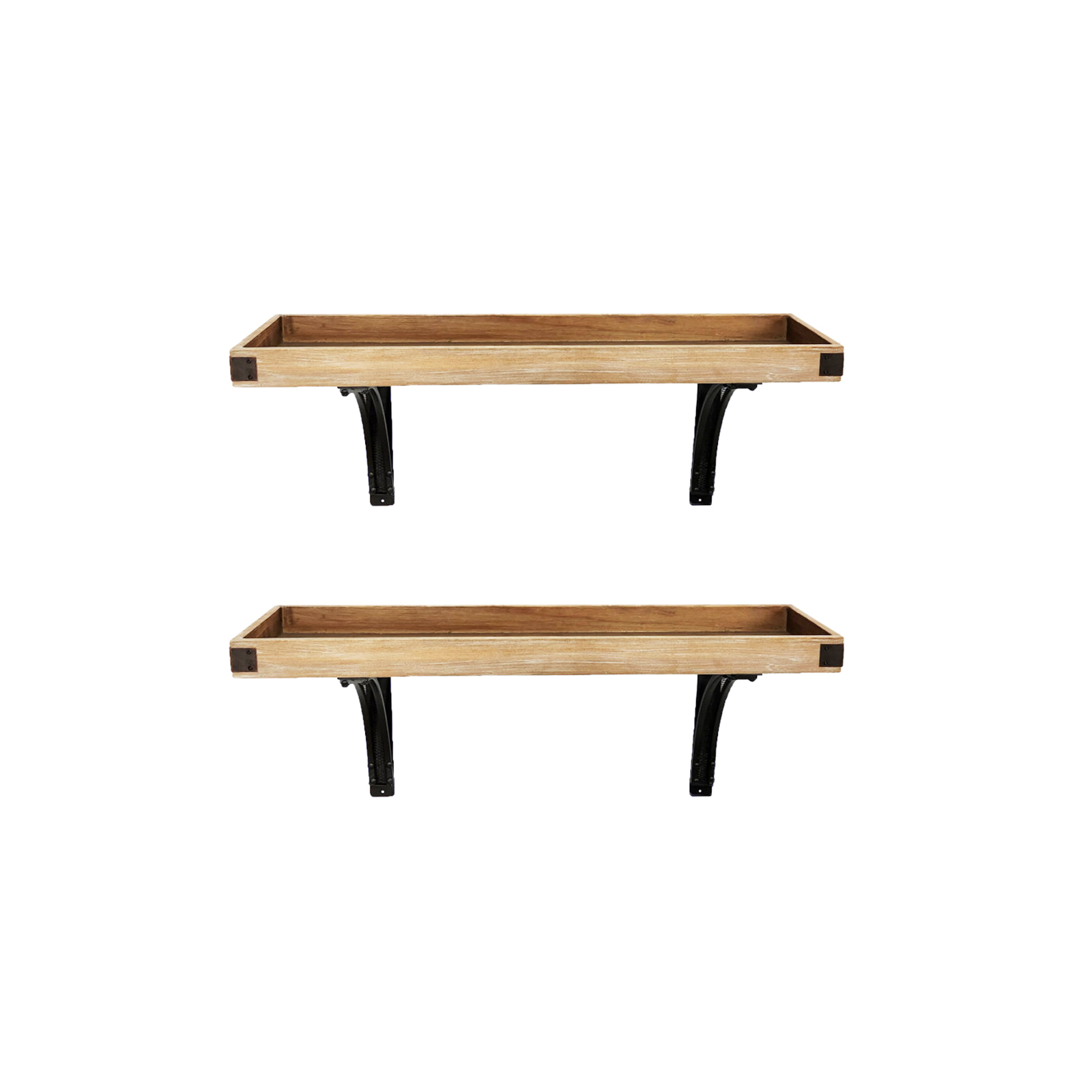 [PJ Collection] Set of 2 Wall Mounted Shelf, Wall Shelf, Rustic Wood ...