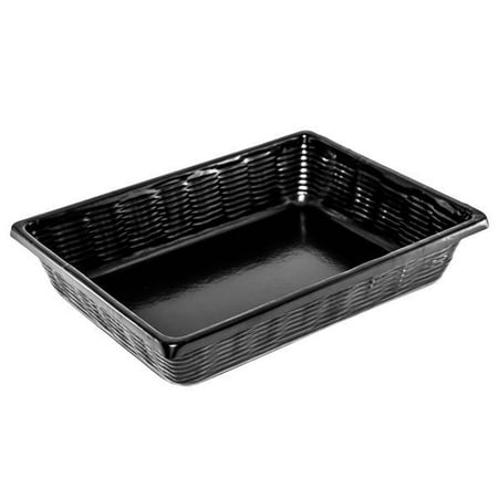 Black Wicker-Look Plastic Basket Without Holes - 16" x 12" x 3 ...