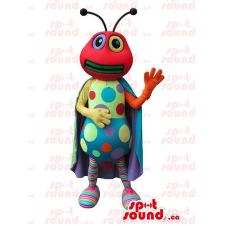 Red Bug Plush SPOTSOUND Mascot With Colourful Dots And A Cape - Mascots ...