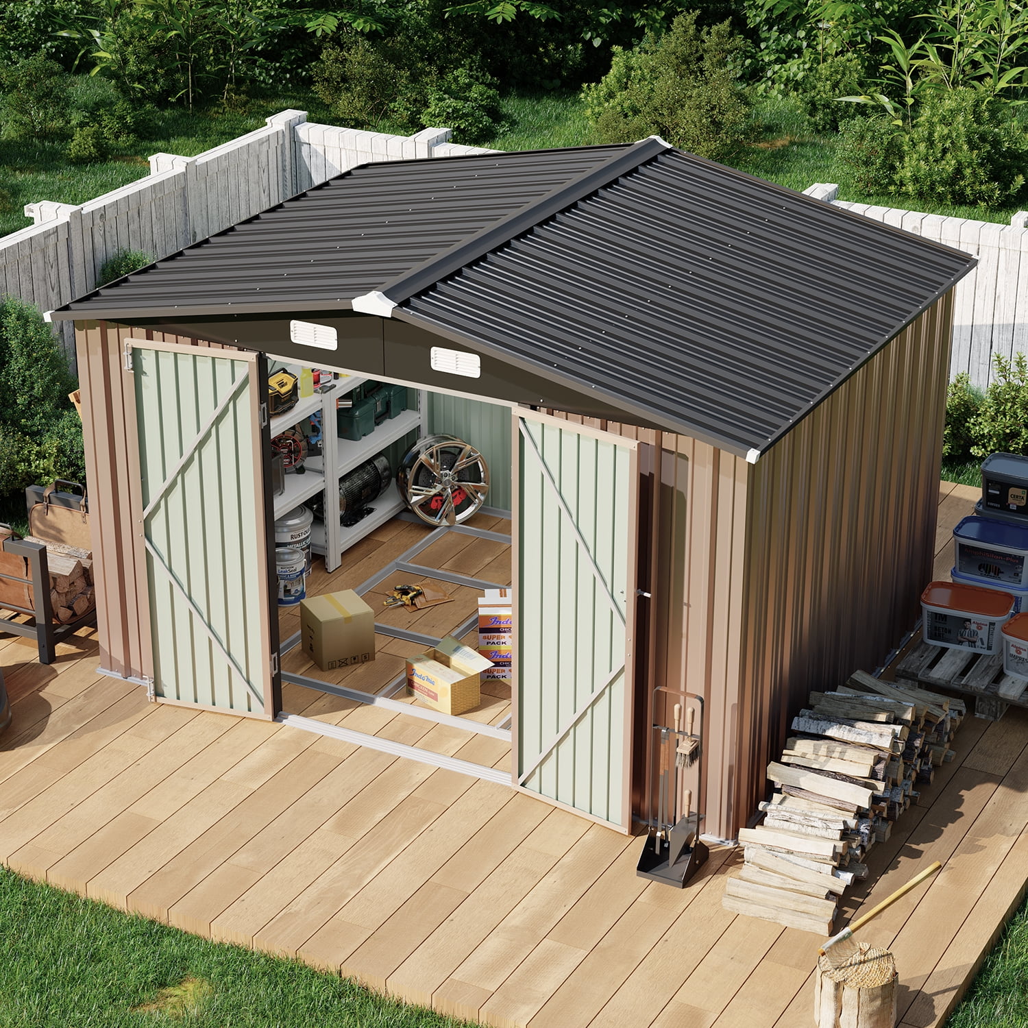 Click here for Clouddwell 10x8 Ft. Outdoor Storage Shed With Base... prices