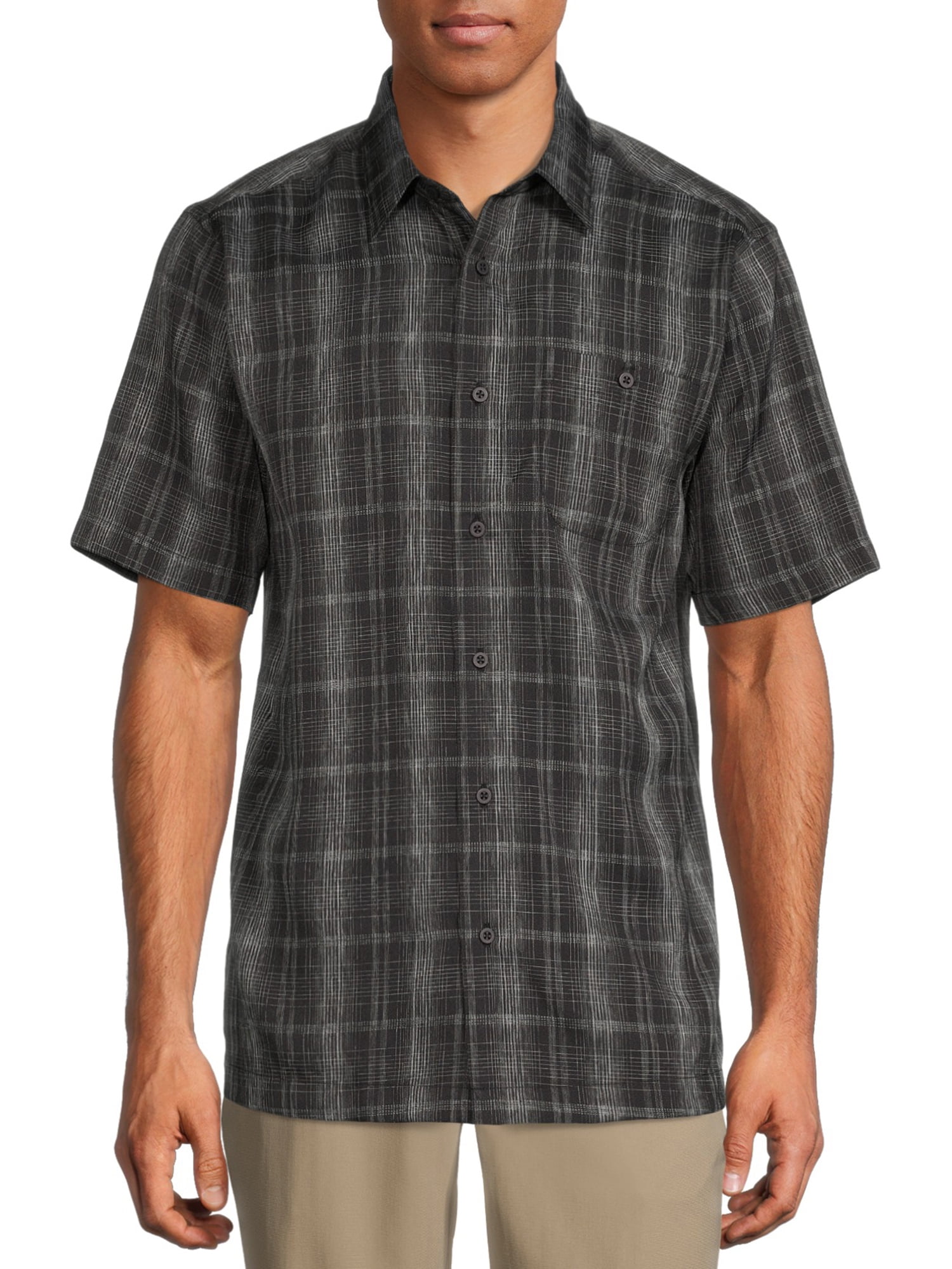 GEORGE Short Sleeve Classic Fit Pockets Button-Up Shirt (Men's or Men's ...