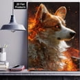2D Flat Framed Canvas Painting Poster Flame Corgi , Perfect for Wall ...