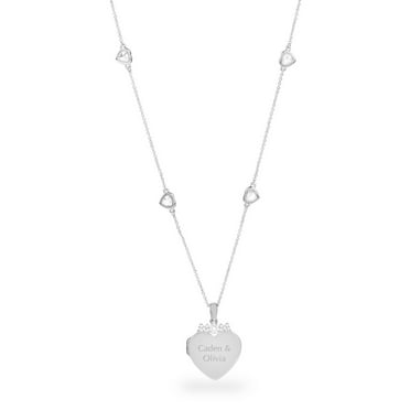 14K White Gold Heart Locket Pendant Necklace for Women with Mom and ...