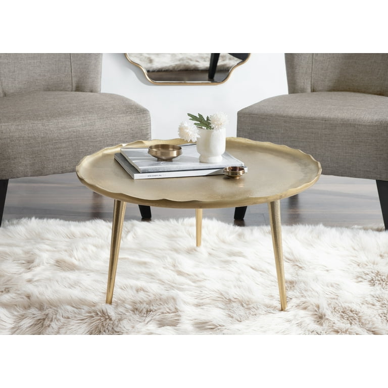 Kate and Laurel Alessia Modern Coffee Table 25 x 25 x 15 Gold Metal Coffee Table With Antique Detailing For Storage and Display Walmart