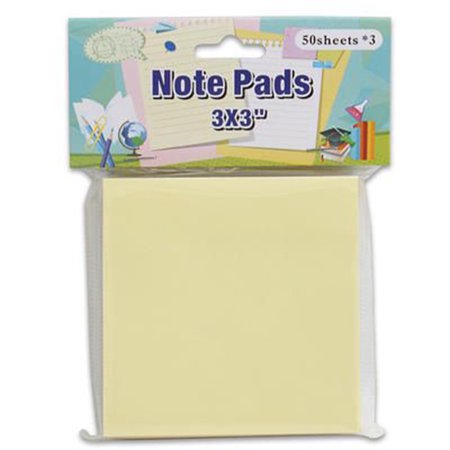 Note Pad - 3 Piece 50sheet 3x3 Inch Yellow by Bazic | Walmart Canada