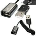 Spring Loaded USB2.0 Male to Female Extender Cord For Charging Data ...