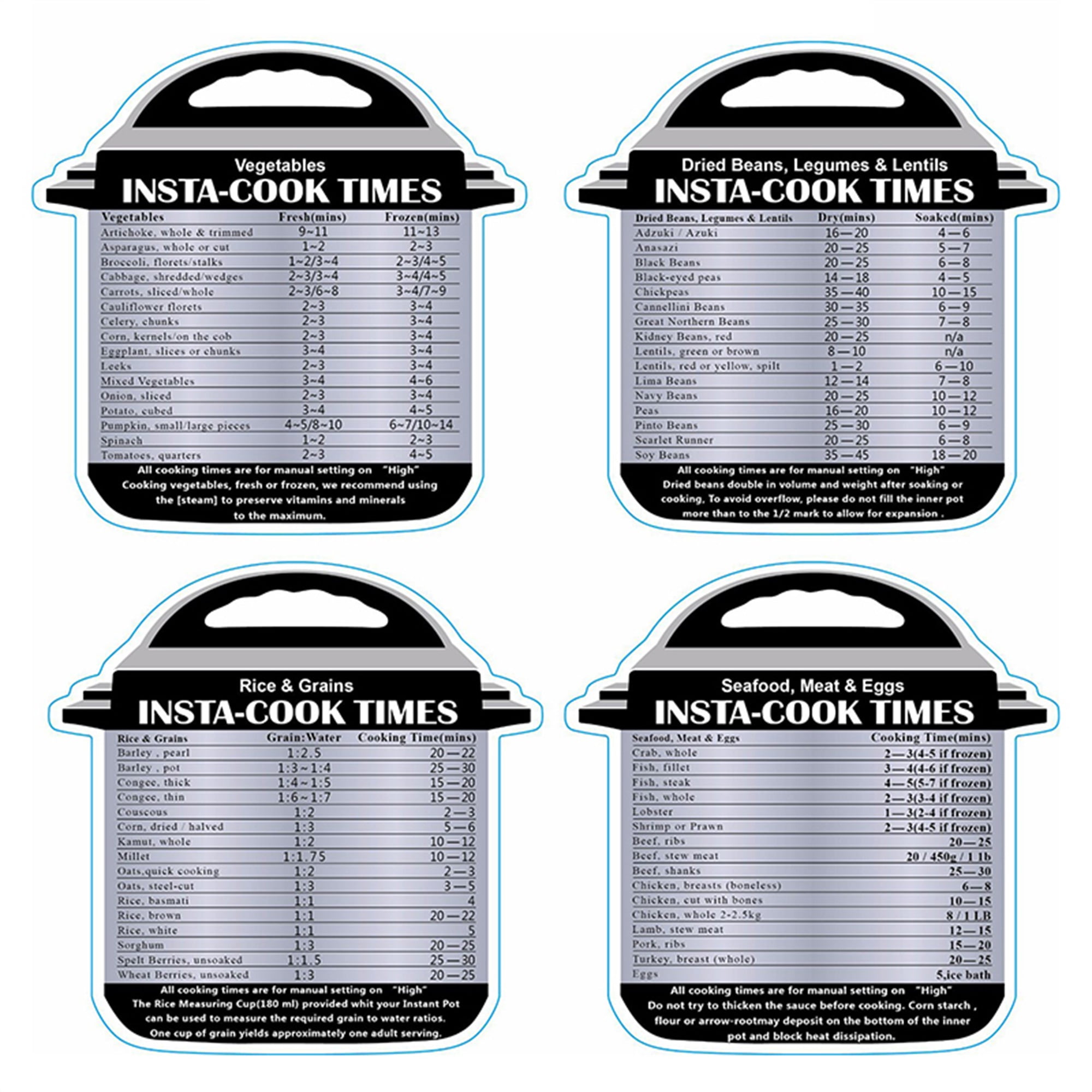 Eyicmarn Instant Pot Magnetic Stickers, Pressure Cooker Cooking Time ...