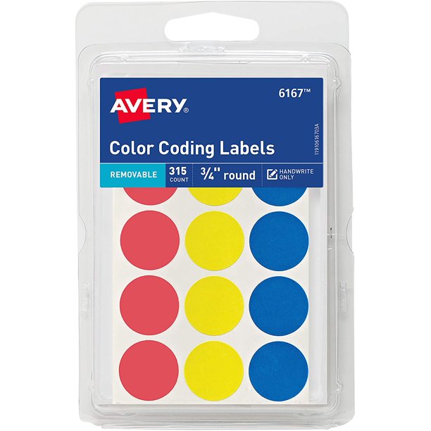 Avery Color Coding Labels, 0.75 Inches, Round, Count of 315 (6167 ...