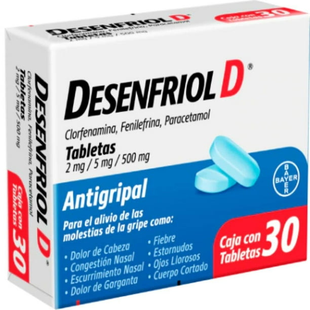 Desenfriol-D 2 mg/5 mg/500 mg Caja Con 30 Tabletas Desenfriol-D ...
