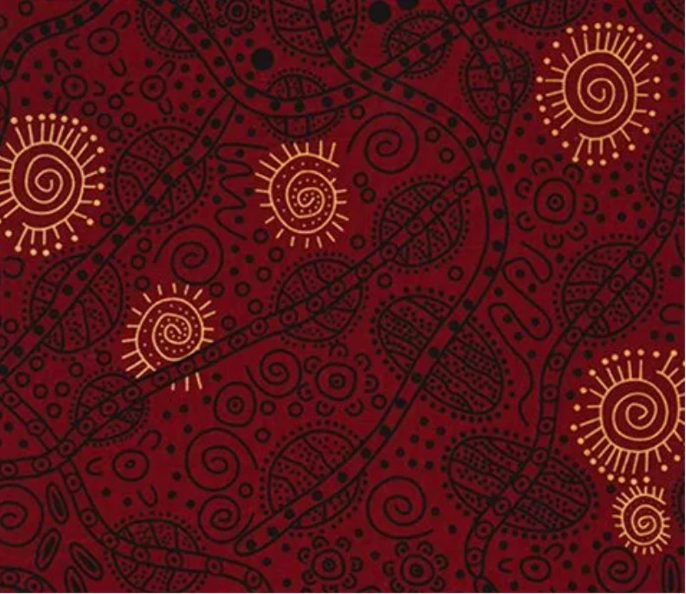 Bush Tucker Red Australian Aboriginal MS Textiles Cotton by the yard ...