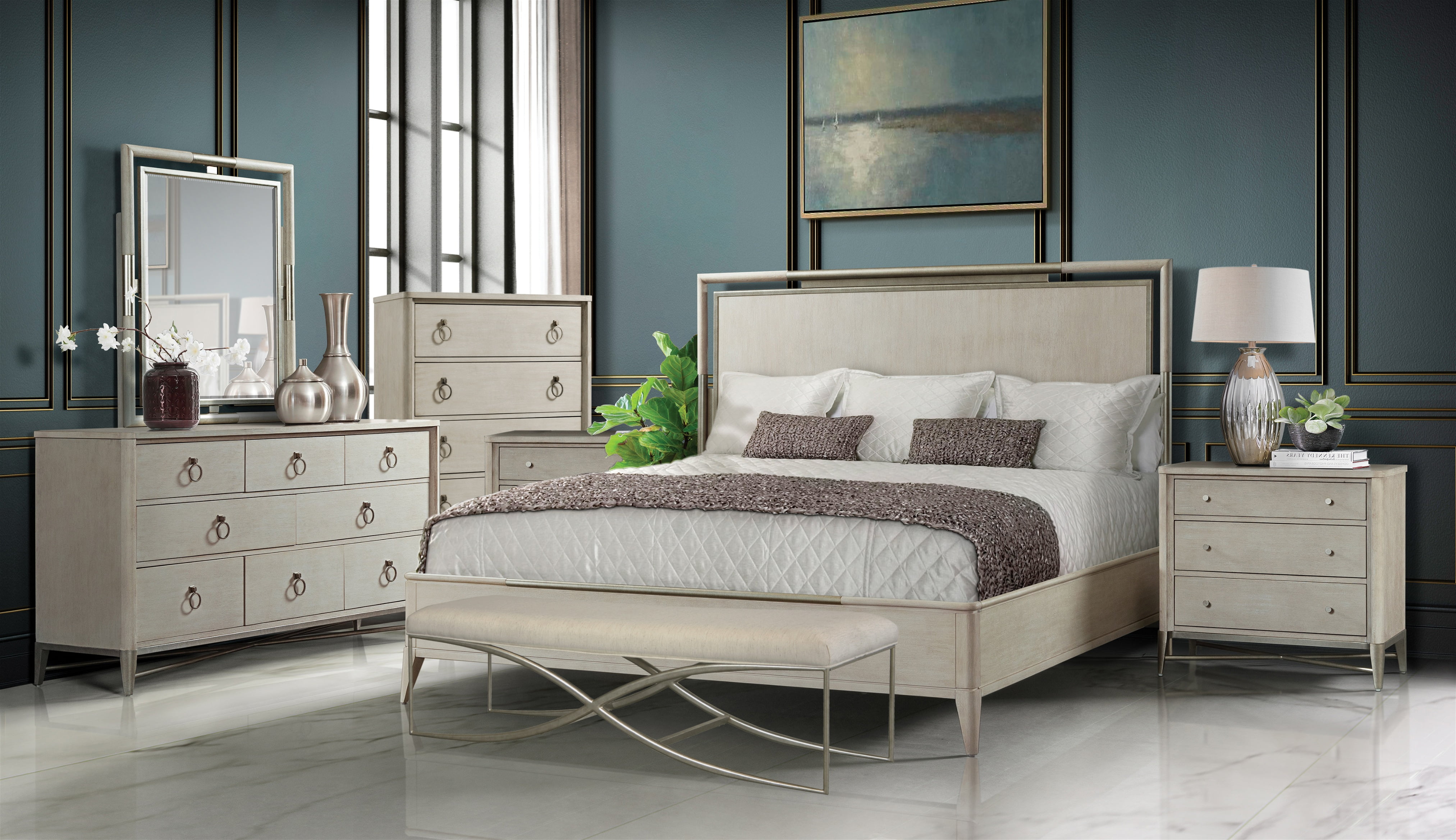 Mantalia Solid Wood Bedroom Set with Metal Frame, King Bed, Dresser ...