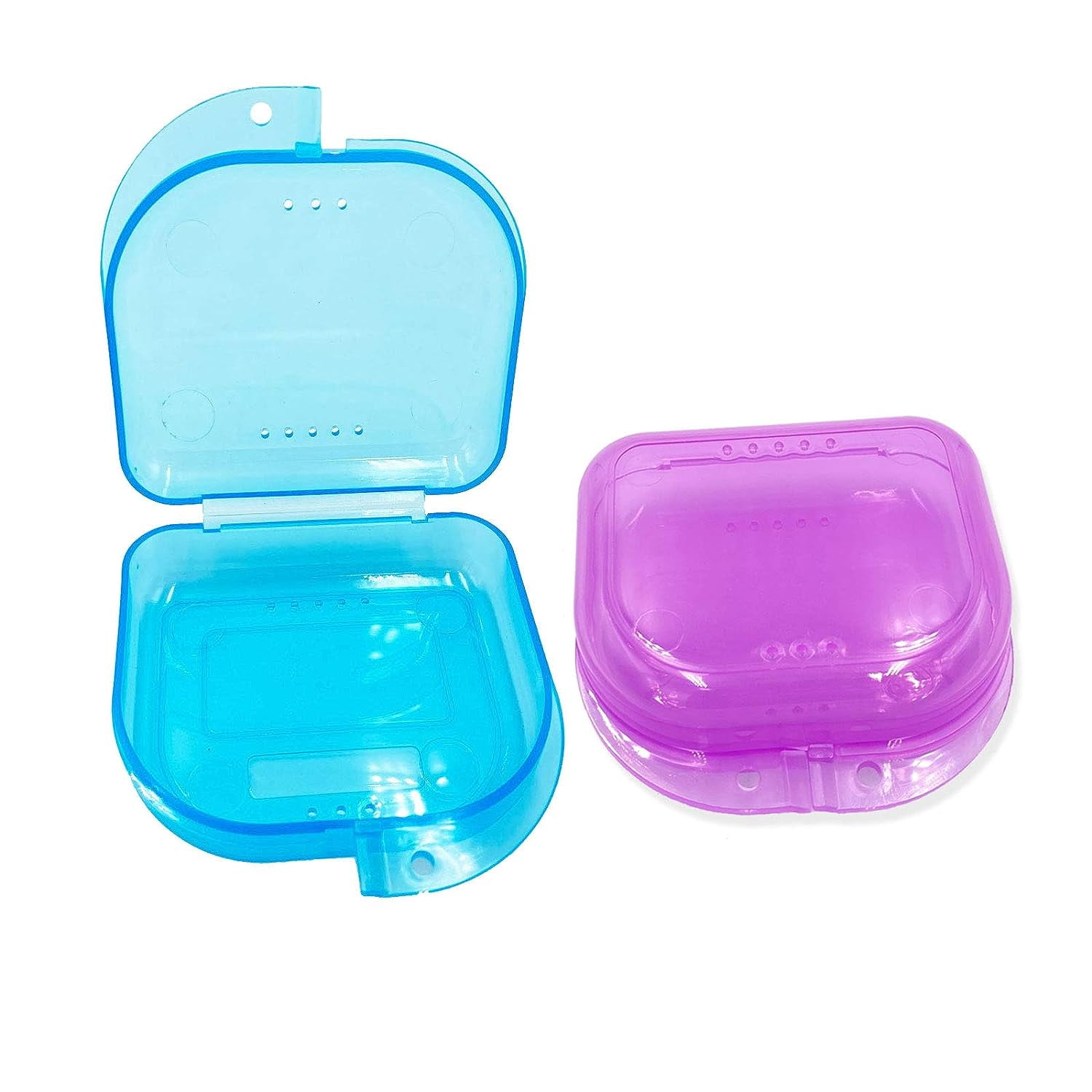 Orthodontic Retainer Case with Vent Holes - Transparent Purple & Blue ...