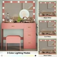 Dextrus Pink Adults Vanity Desk Set – LED Mirror, Power Outlets ...