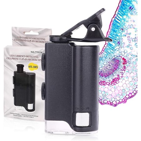 60x-100x Pocket Microscope, Portable Mini Microscope With Led, Uv Light ...