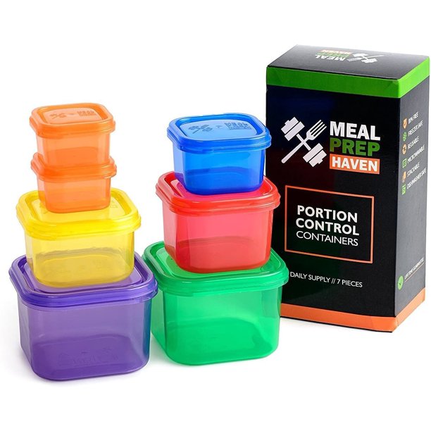Meal Prep Haven 7 Piece Multi-Colored, Color Coded Portion Control ...
