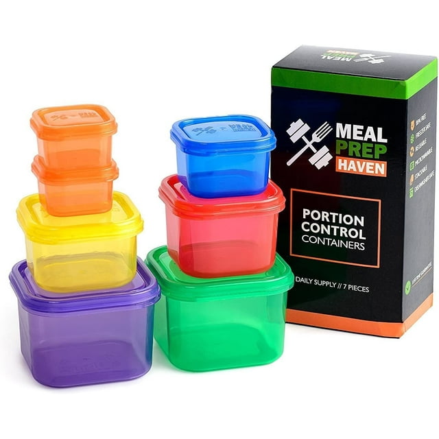 Meal Prep Haven 7 Piece Multi-Colored, Color Coded Portion Control ...