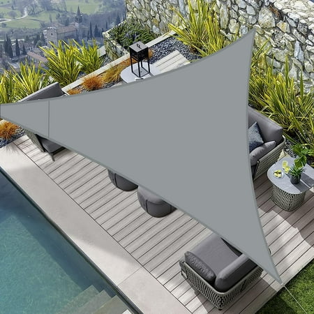 SHAR 3x3x3m Gray Shade Sail Waterproof Triangular PES Canopy Shade ...