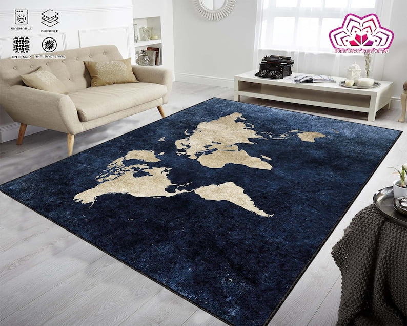 Modern Rug, World Map Rug, Living Room Rug, Salon Rug, Nursery Rug ...