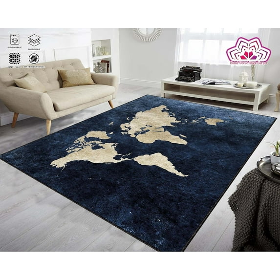 Modern Rug, World Map Rug, Living Room Rug, Salon Rug, Nursery Rug ...