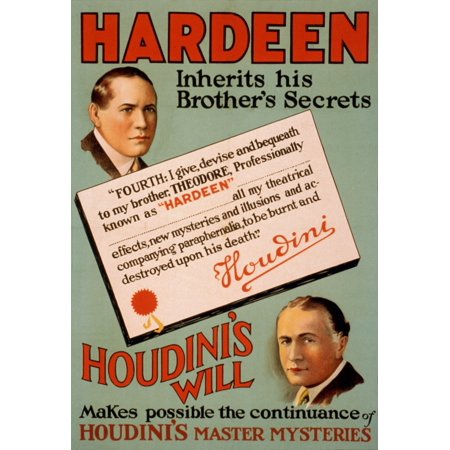 After Harry Houdini Died Suddenly In 1926 History (18 x 24) | Walmart ...