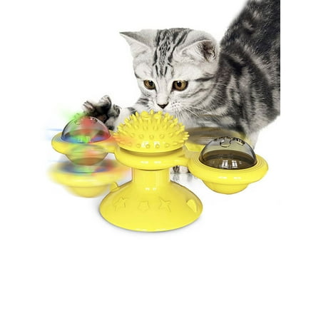 Cat Toy Spin Speed with LED Ball and Catnip Ball Tease Toy Cat ...