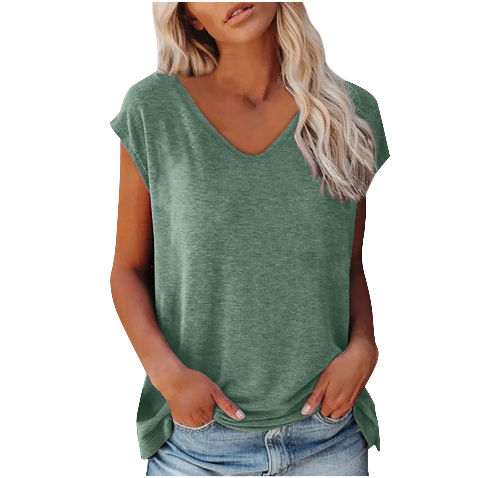 Click here for Pompotops Fashion Woman Causal V-Neck Solid Blouse... prices