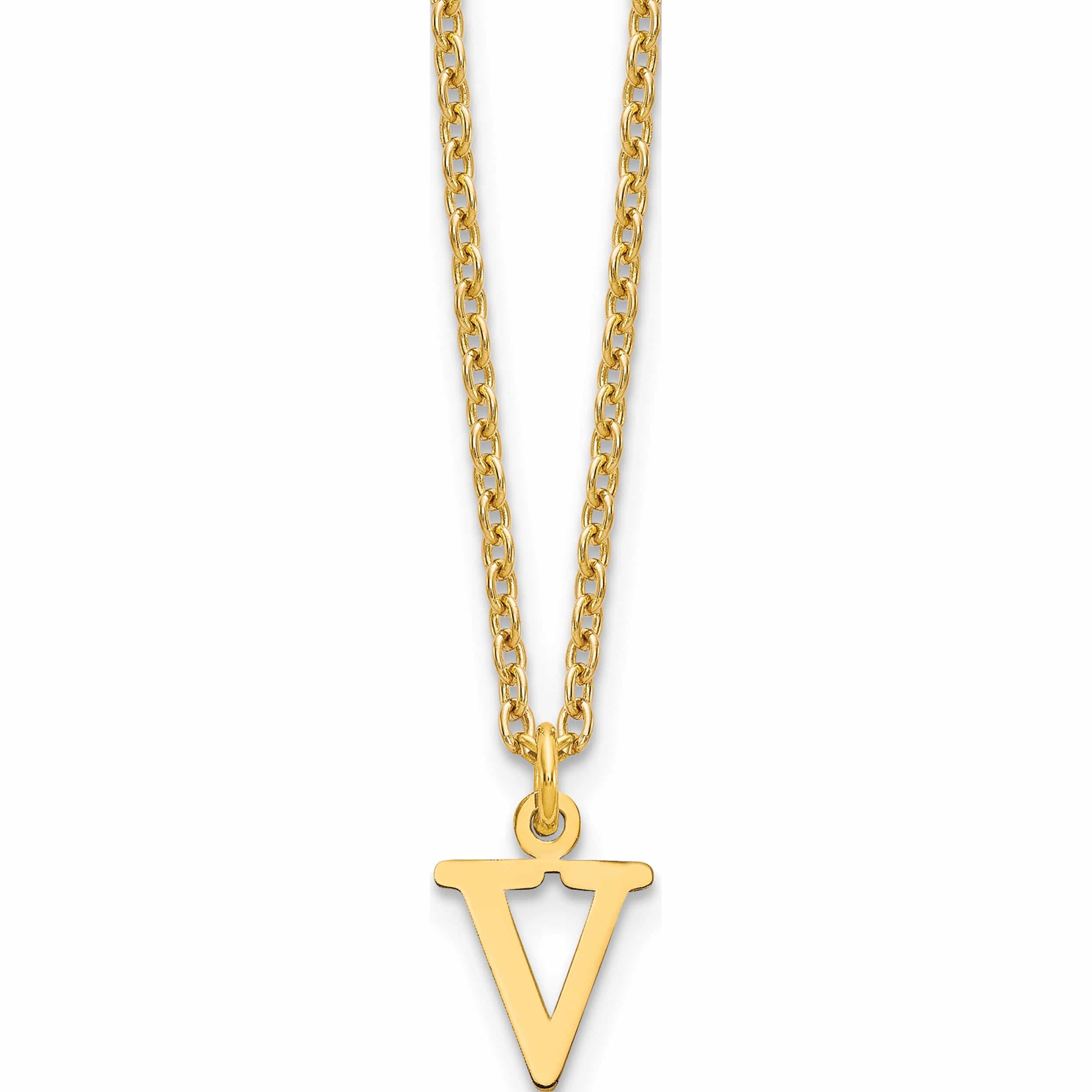 Ss/Gold Plated Sterling Silver Gold-Plated Cutout Letter V Initial ...