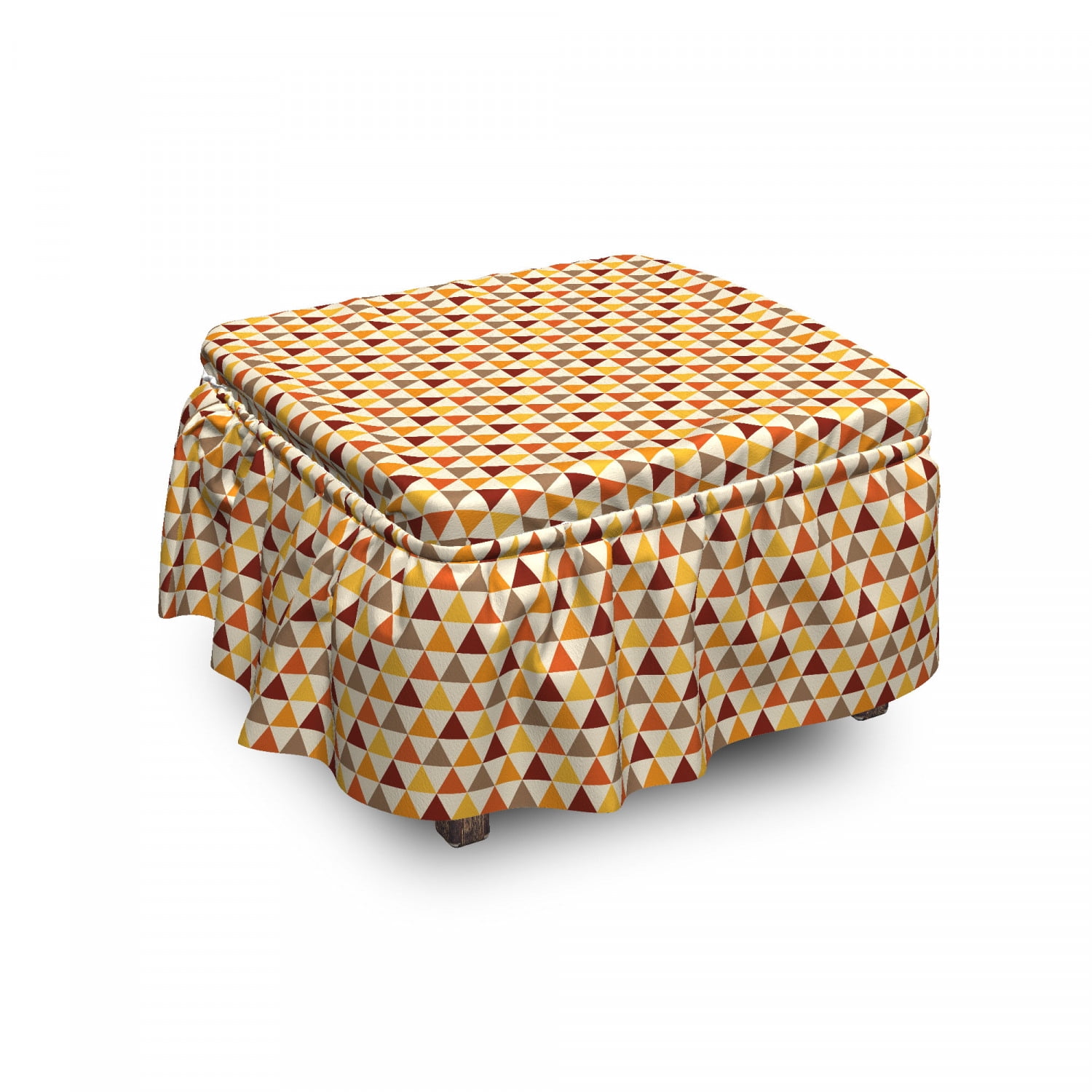 Autumn Ottoman Cover, Retro Cozy Pattern Artwork, 2 Piece Slipcover Set ...