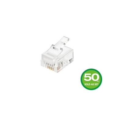 Monoprice 50-pcs RJ11 6P4C Plug for Flat Stranded Cable - Walmart.com