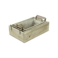 Set Of 3 Brown Wood Grain Rectangular Small Crate with Side Handles ...