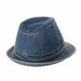 WITHMOONS Denim Fedora Hat Plain Stitch Washed Short Brim DW6646 ...