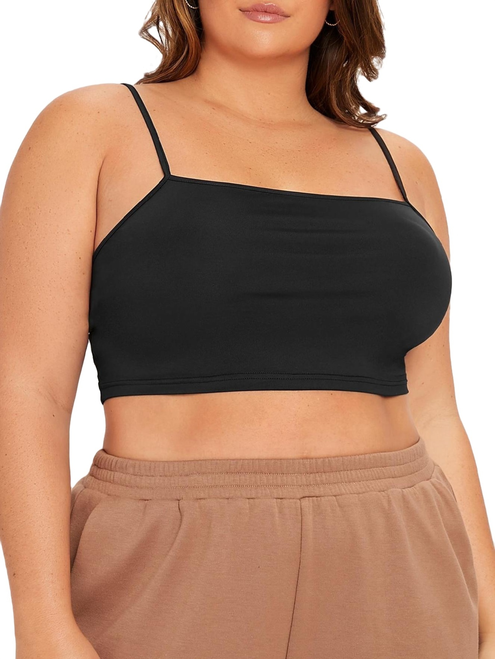 Casual Solid Spaghetti Strap Cami Black Plus Size Tank Tops & Camis (Women's Plus) - Walmart.com