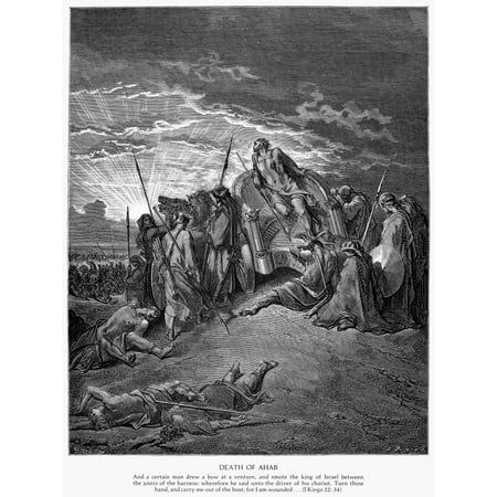 Ahab: Death. /Nthe Death Of Ahab (I Kings 22:34). Wood Engraving, 19Th ...