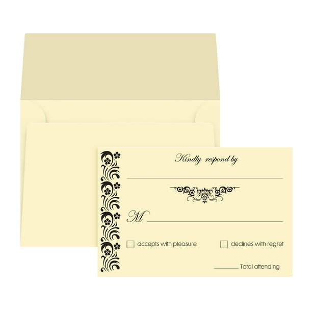 RSVP Wedding Return Cards, Natural Cream, Size 4 x 6 With A6 Envelopes ...