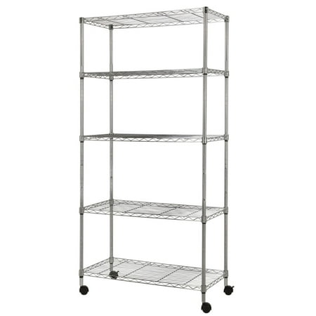 Homegear 5-Shelf Shelving Unit with Wheels – Chrome - Walmart.com