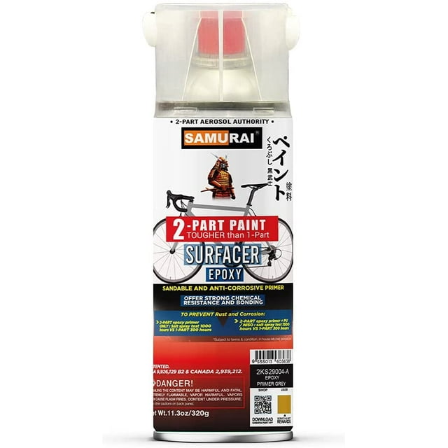 Samurai 2-Part Spray Paint Epoxy Primer for Bike Surfacer (Primer White ...