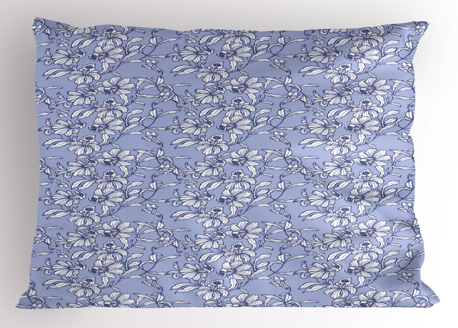 Botanical Pillow Sham, Vintage Style Blossoming Nature Pattern in ...