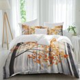4 Piece Duvet Cover Set Cal king, Autumn Forest Watercolor Leaf Soft ...
