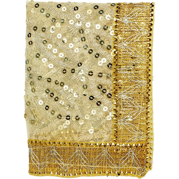 White Golden Decorative Cloth Pooja Chunari (Size :- 12 Inches x 18 ...