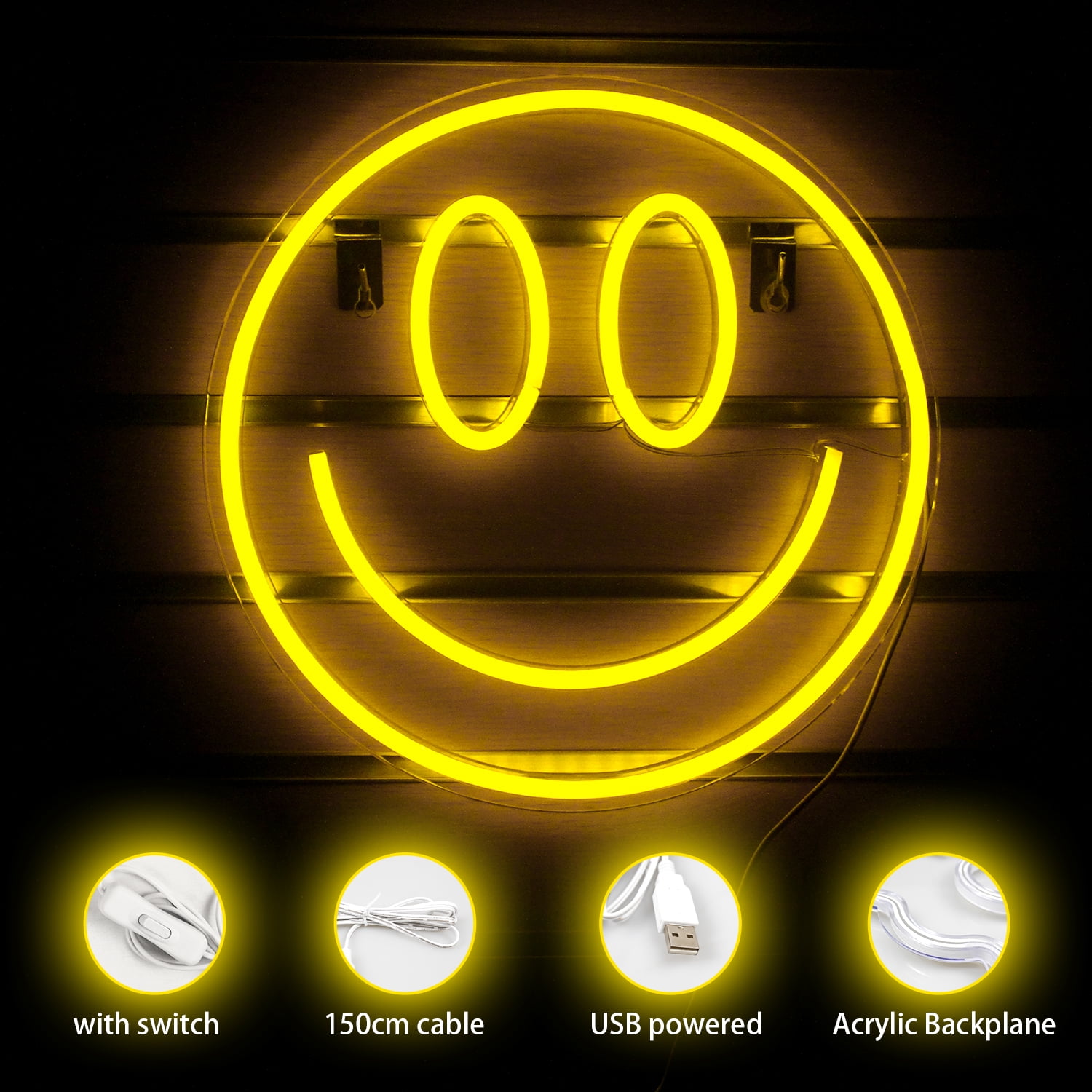 Buy Wanxing Smiley Face LED Neon Light Signs USB Power for Home Bedroom ...