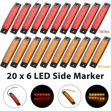 Pack 10 Amber Trailer RV LED 2"x4" Bullseye Marker Light w/Advanced SMD ...