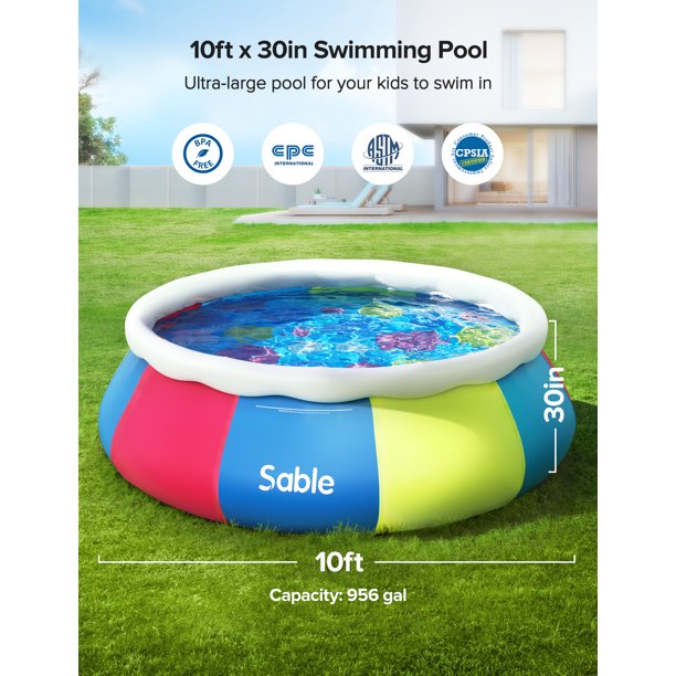 Sable Inflatable Swimming Pool Above Ground Pool 10ft x 30in Fast Set ...