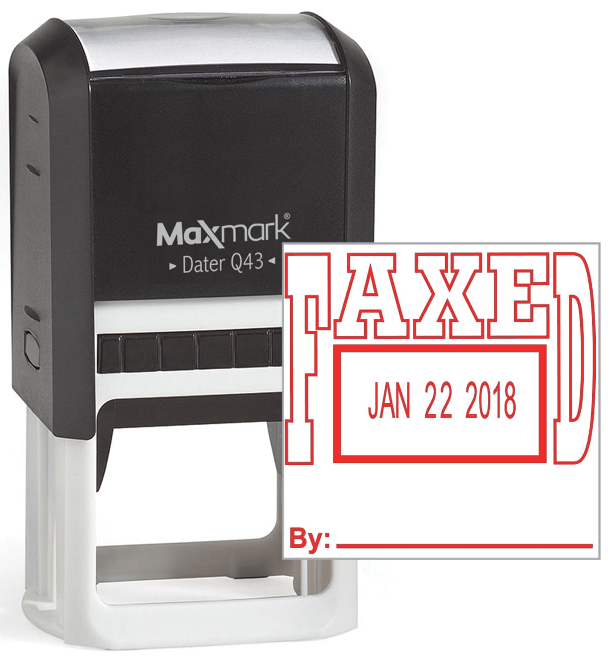 MaxMark Q43 (Large Size) Date Stamp with "FAXED" Self Inking Stamp ...