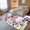 5x8 Area Rugs, Watercolor Purple Floral, Non-Skid Rubber Backing Large ...