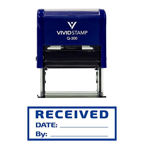 Vivid Stamp Received W/Border Self-Inking Office Rubber Stamp (Blue ...
