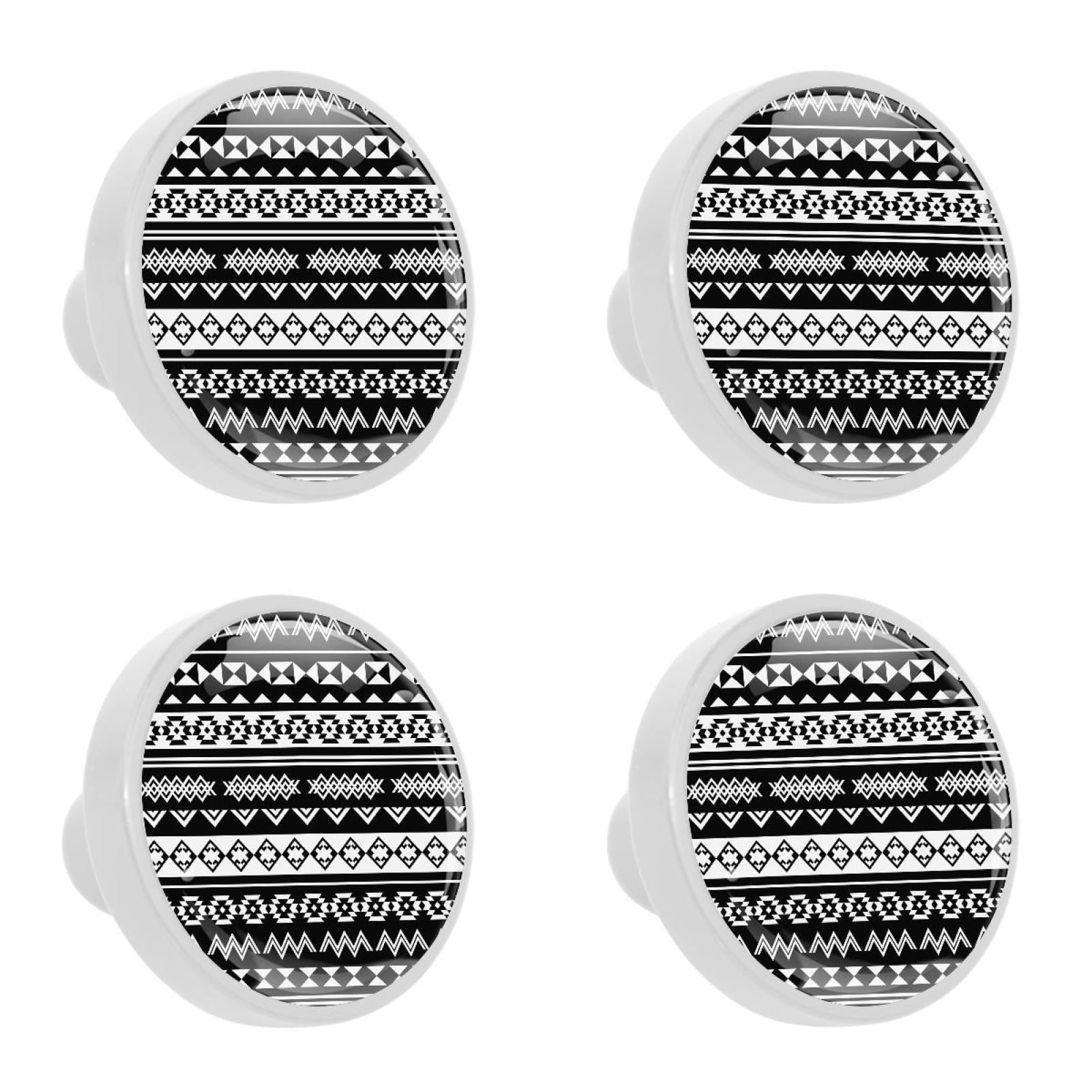 4 Pcs Black and White Tribal Knobs for Kitchen Cabinet Cupboard Dresser Bookcase Drawer Pulls ...